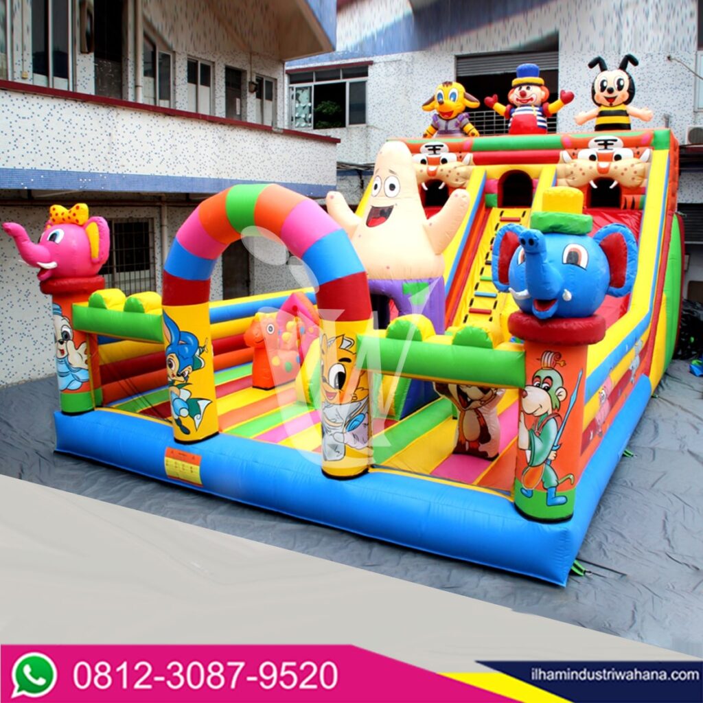 Istana atau rumah balon karakter lucu • Ilham Industri Wahana